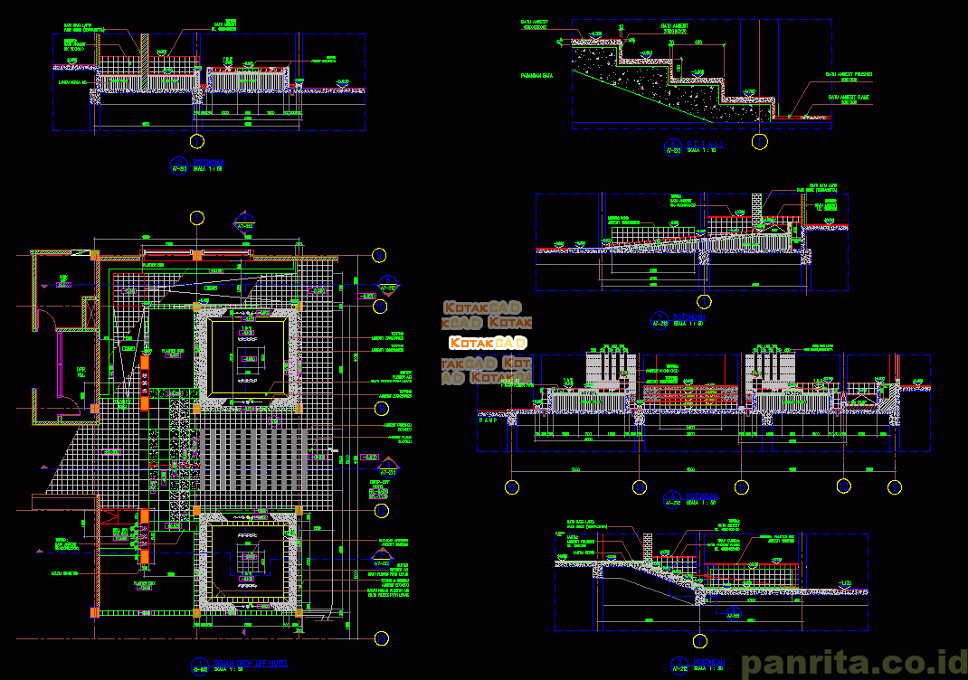 Gambar Autocad Desain Denah Dan Potongan Tangga Gedung 5